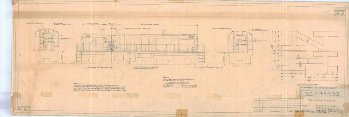 1959-0113 NYNH&HRR SK9374 Painting Diagram DERS-2c 517-561 | NHRHTA Archive